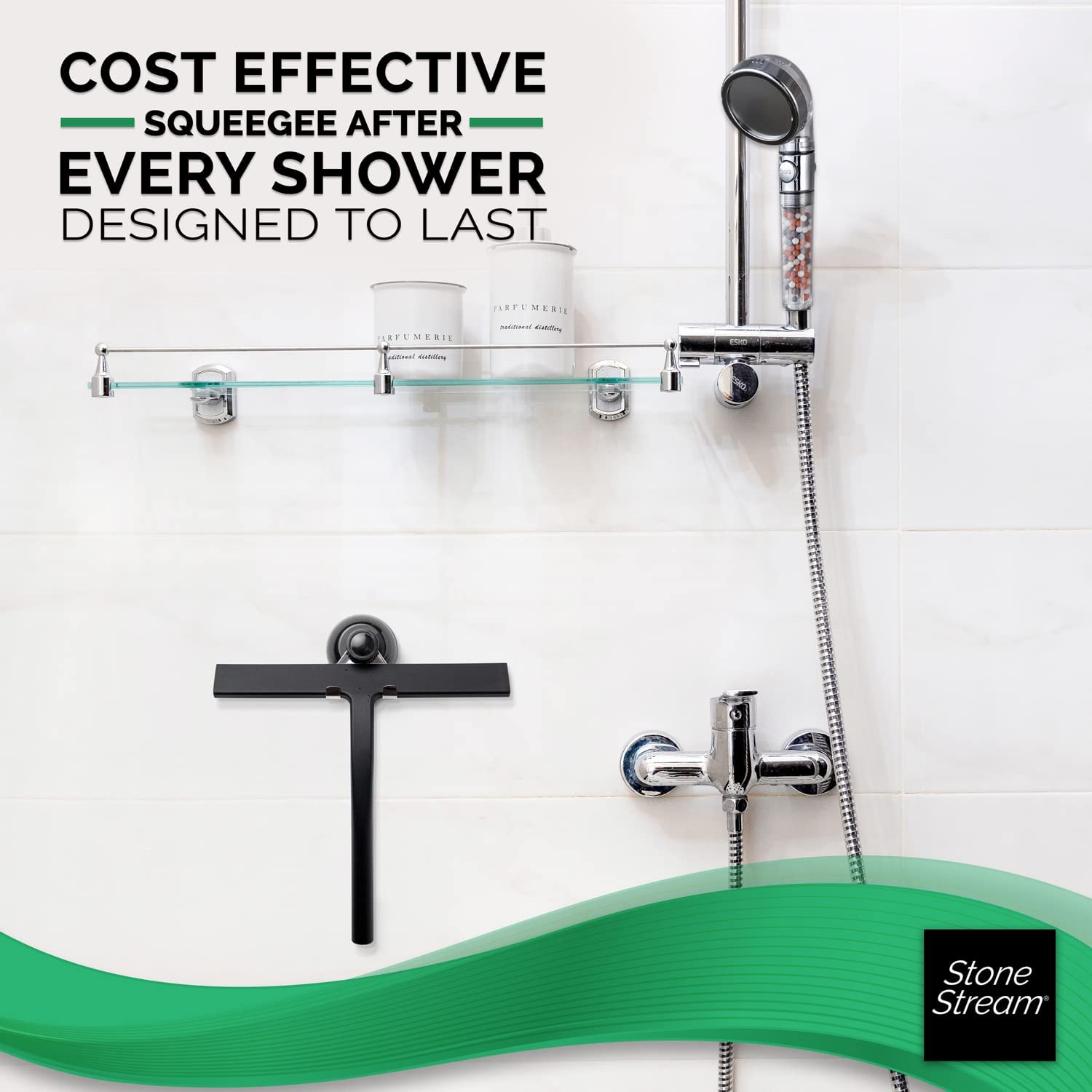 Effortless Shower Screen Cleaning Squeegee - Modern Matte Black Design ...