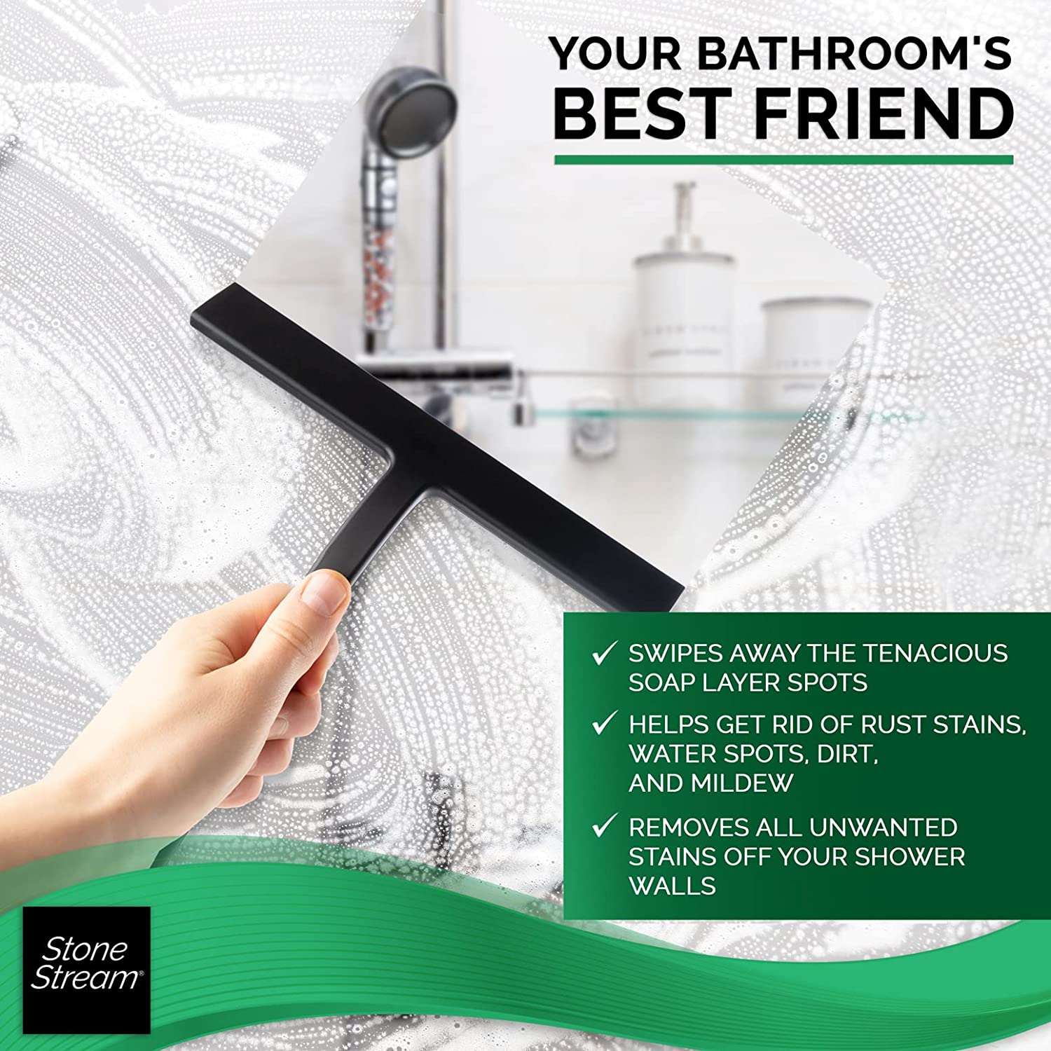 Effortless Shower Screen Cleaning Squeegee - Modern Matte Black Design ...